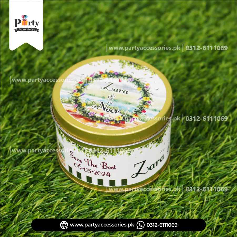 Personalized Tin Boxes for Wedding Favors Customized tin Bid Boxes with Your Names Pack of 12