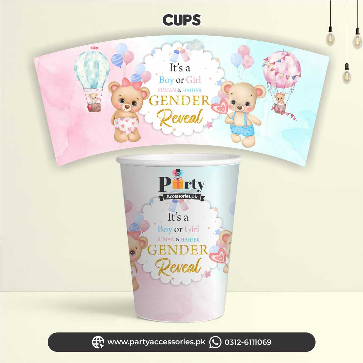 Customized disposable Paper Cups for Gender reveal party | Pack of 6 ...