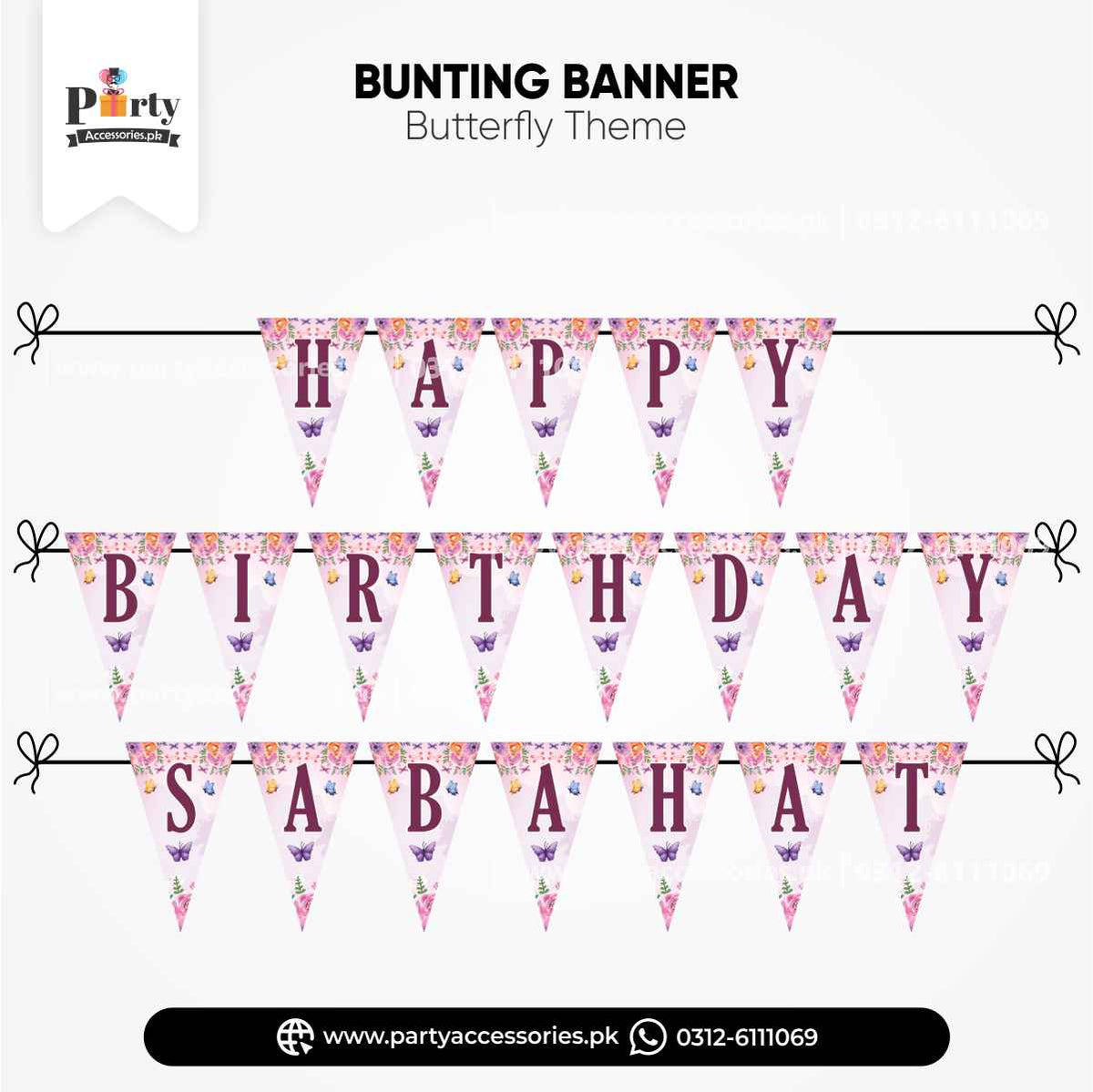 Butterfly Theme V-Shaped Bunting Banner | Fairy Tale Party Decoration ...