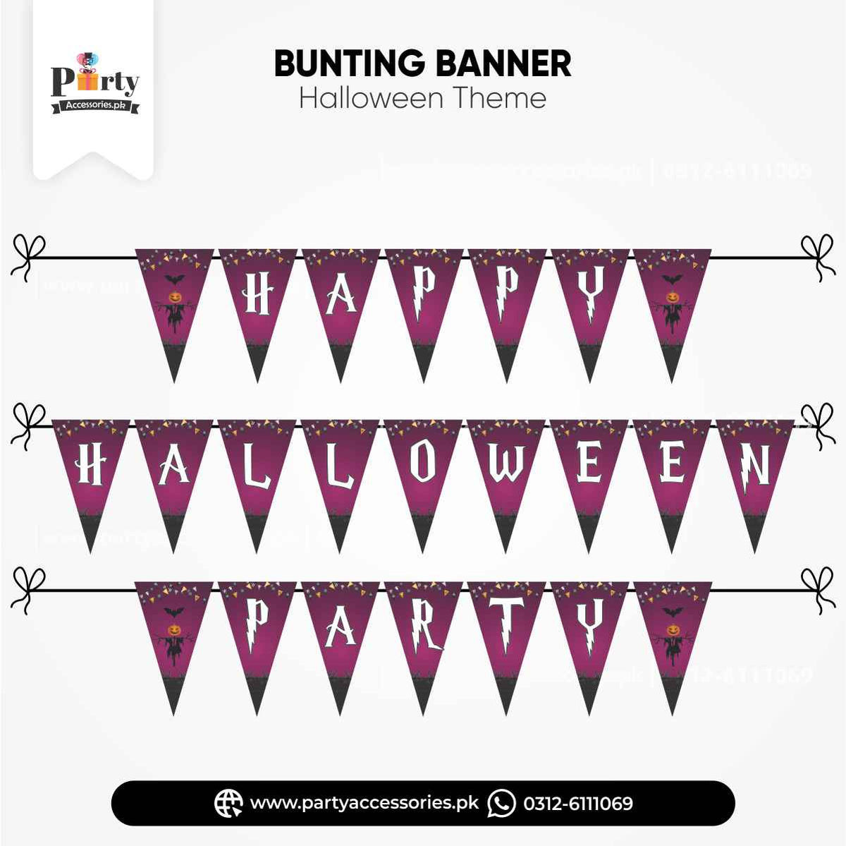 Halloween Bunting Banner: 3-Sided Card Stock Party Decor ...