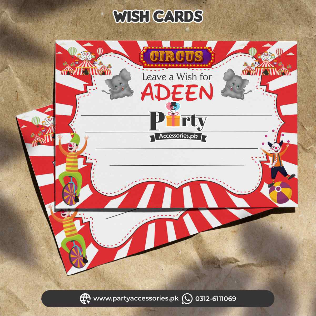 Circus Carnival theme Customized wish cards | pack of 6 ...