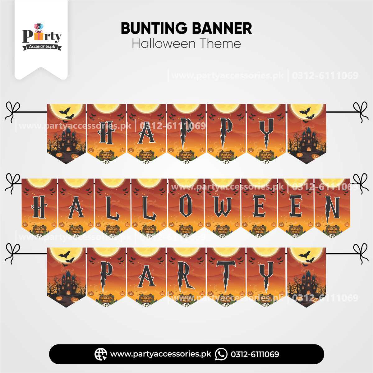 Halloween Bunting Banner: 3-Piece Wall Decor for Spooky Parties ...