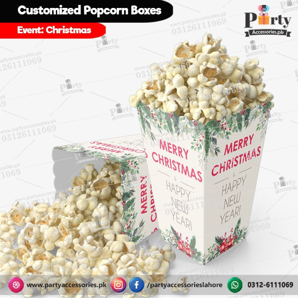 Merry Christmas Popcorn boxes for Christmas Celebrations (Pack of 6 ...