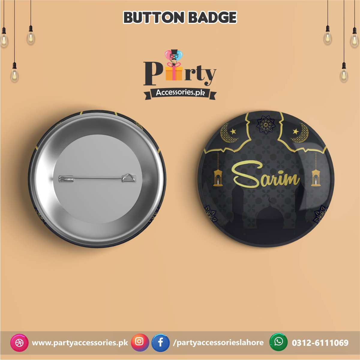 First Roza Kushai customized Button badge – PartyAccessories.pk