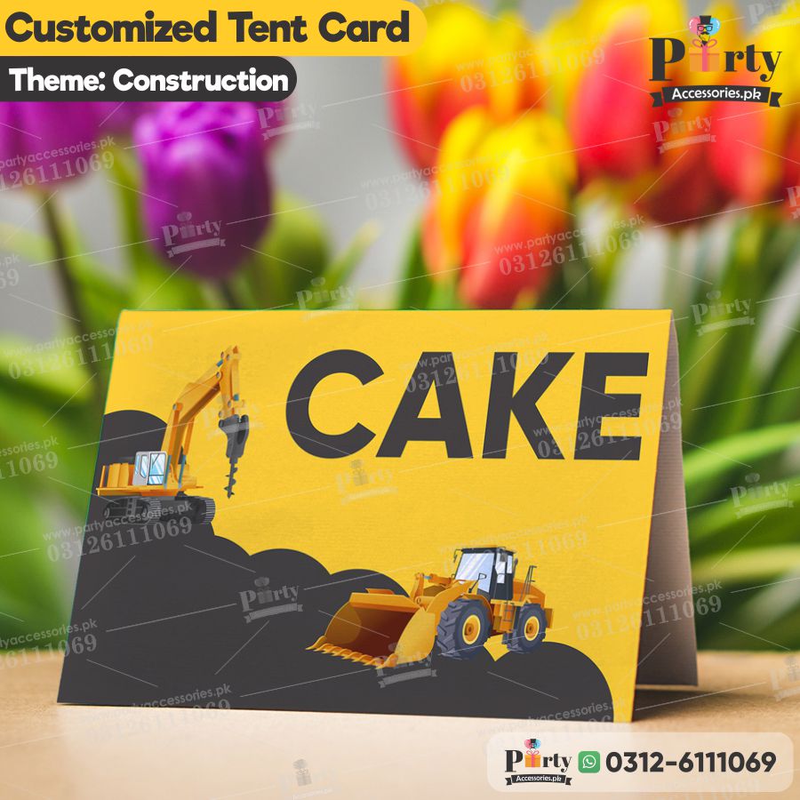Construction theme birthday Party decorations Customized Tent cards ...