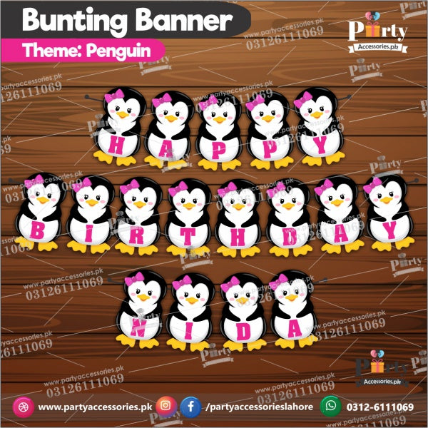 Customized Penguin theme Birthday Bunting Banner for Birthday ...