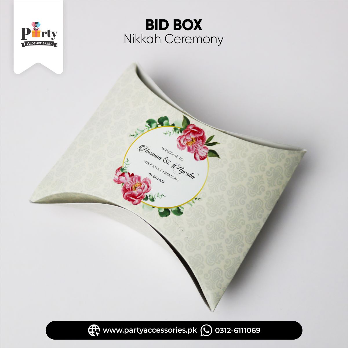 Bid Box for wedding favors | Customized pillow cushion shape bidh ...