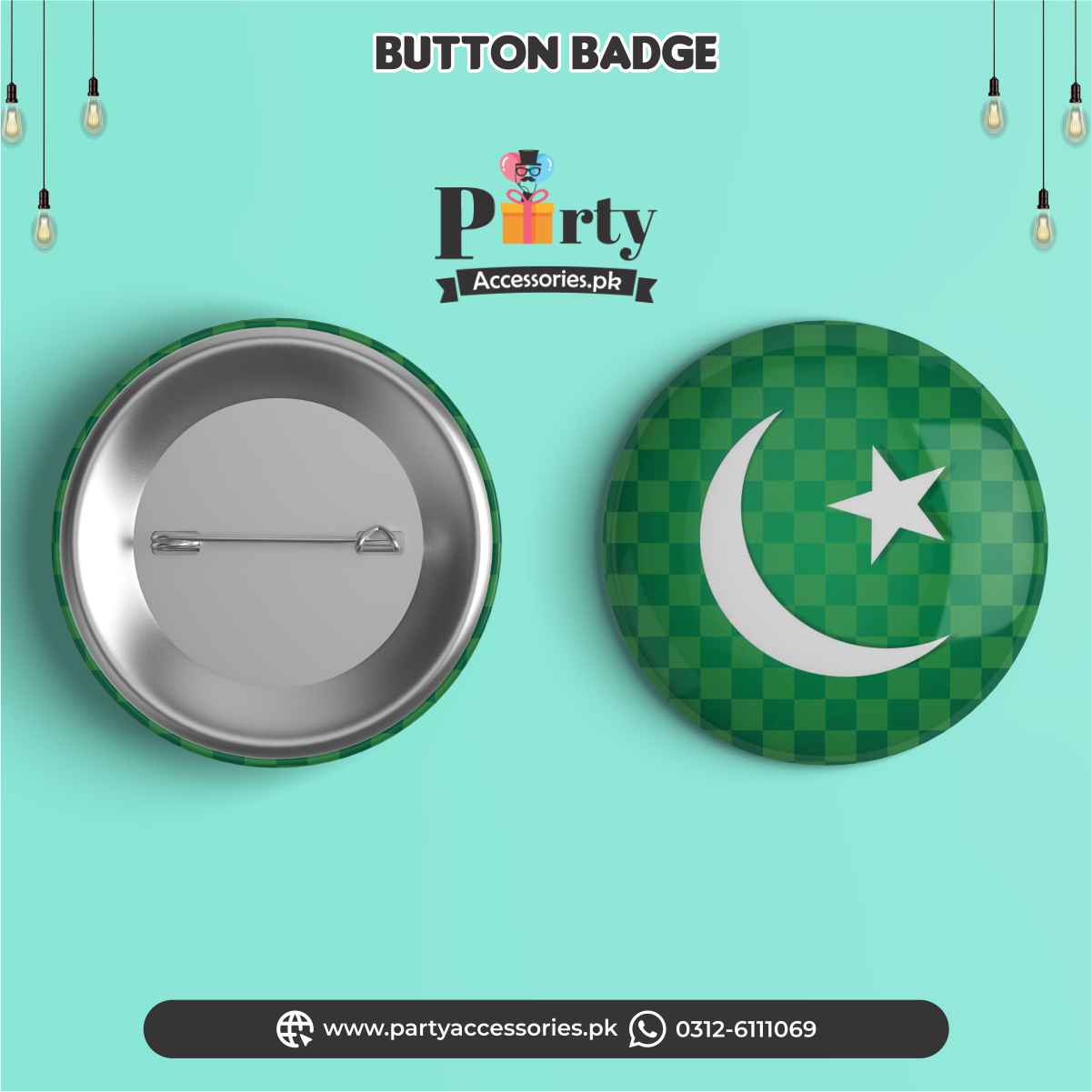 Customized 14 August independence day button badge – PartyAccessories.pk