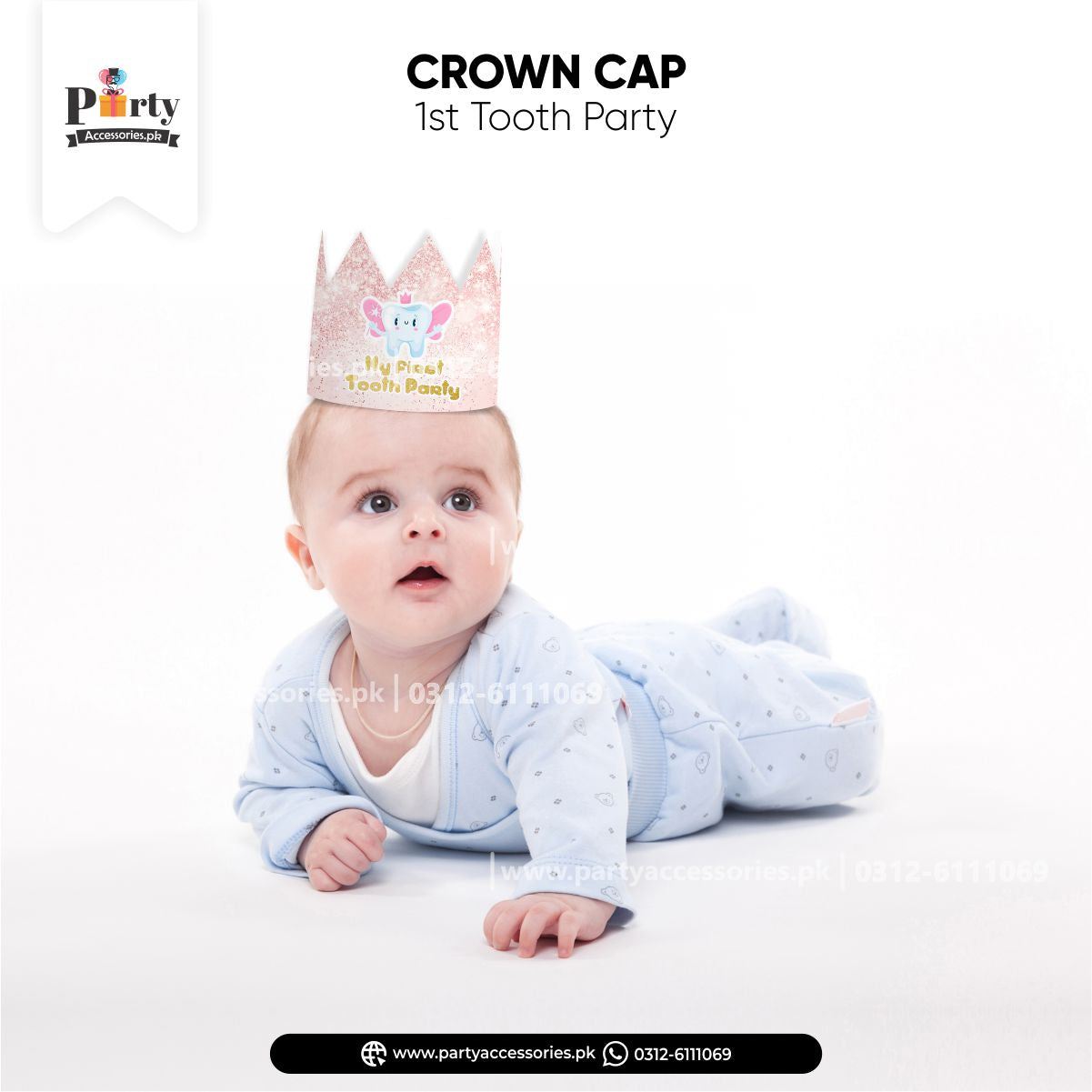 First tooth party decorations | Customized Crown Cap for your baby Gir ...