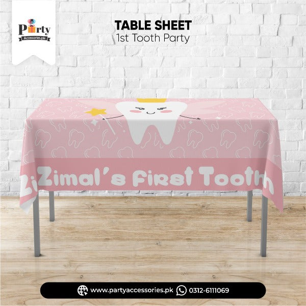 First tooth Celebration party customized table sheet for Baby Girl ...
