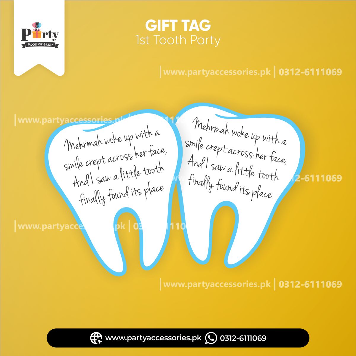 First tooth shape thank you tags for boy in blue | pack of 12 ...