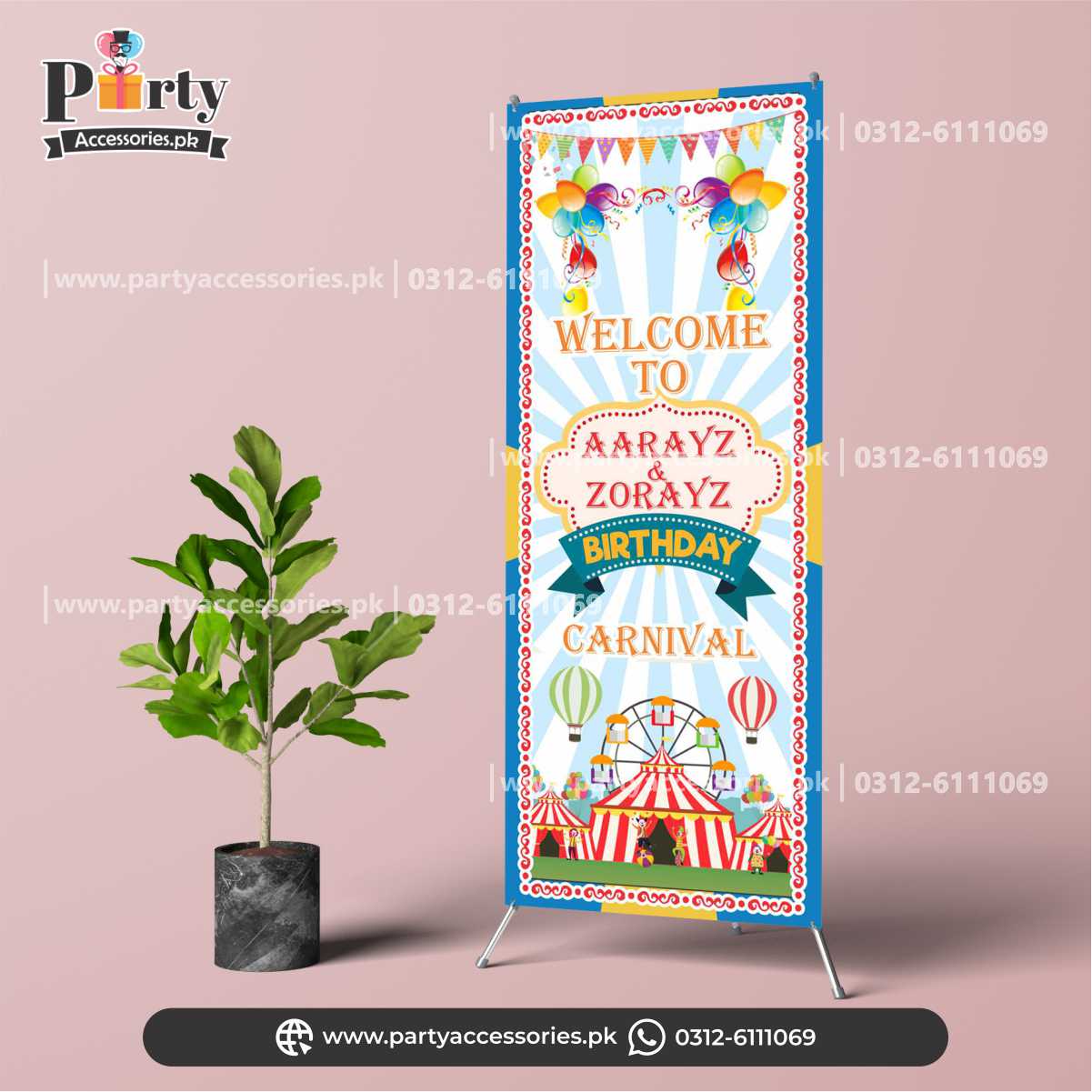 Carnival circus theme birthday decorations | Welcome Standee customize ...