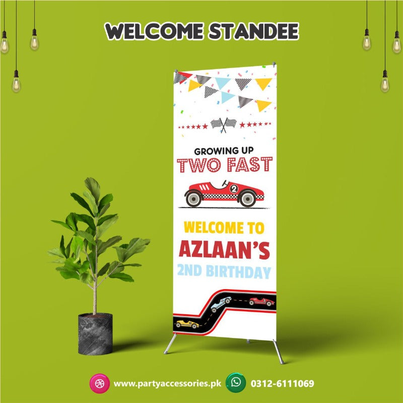 Two Fast Theme Birthday Party Customized Welcome Standee ...
