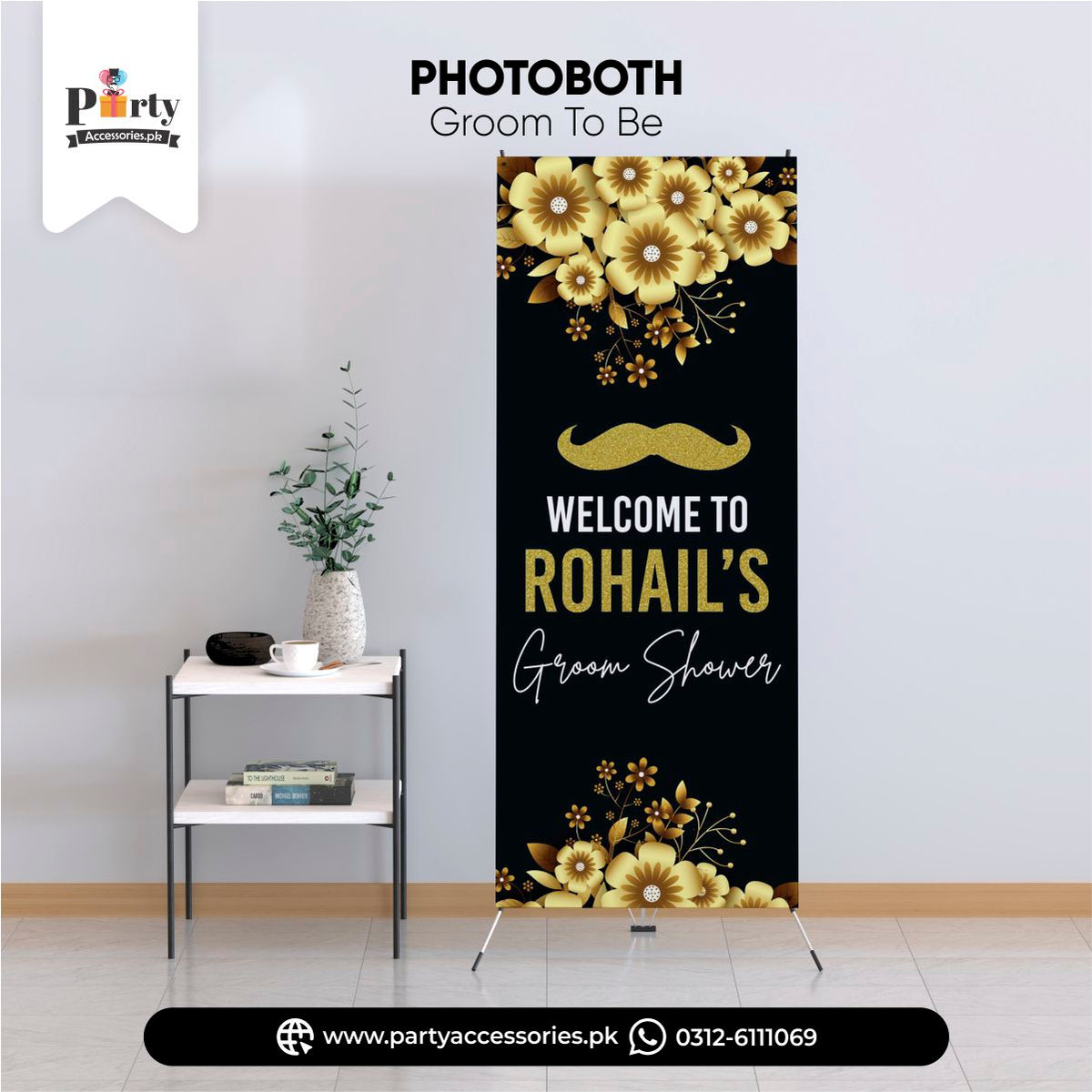 Groom shower decoration ideas | Customized Welcome standee ...