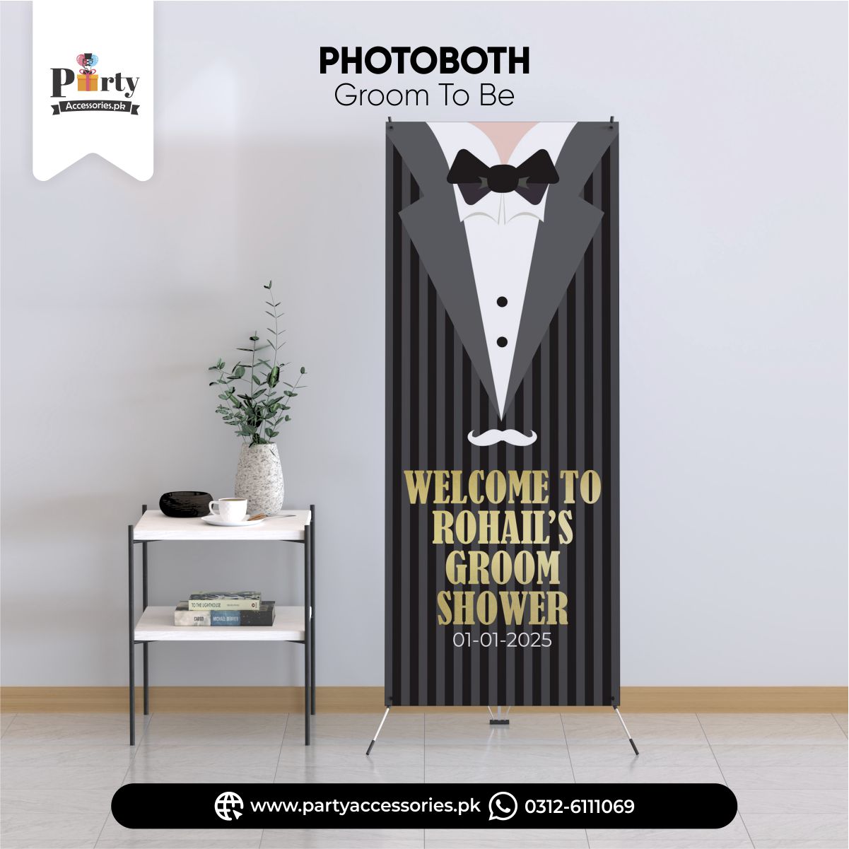 Groom shower decoration ideas | Customized Welcome standee ...