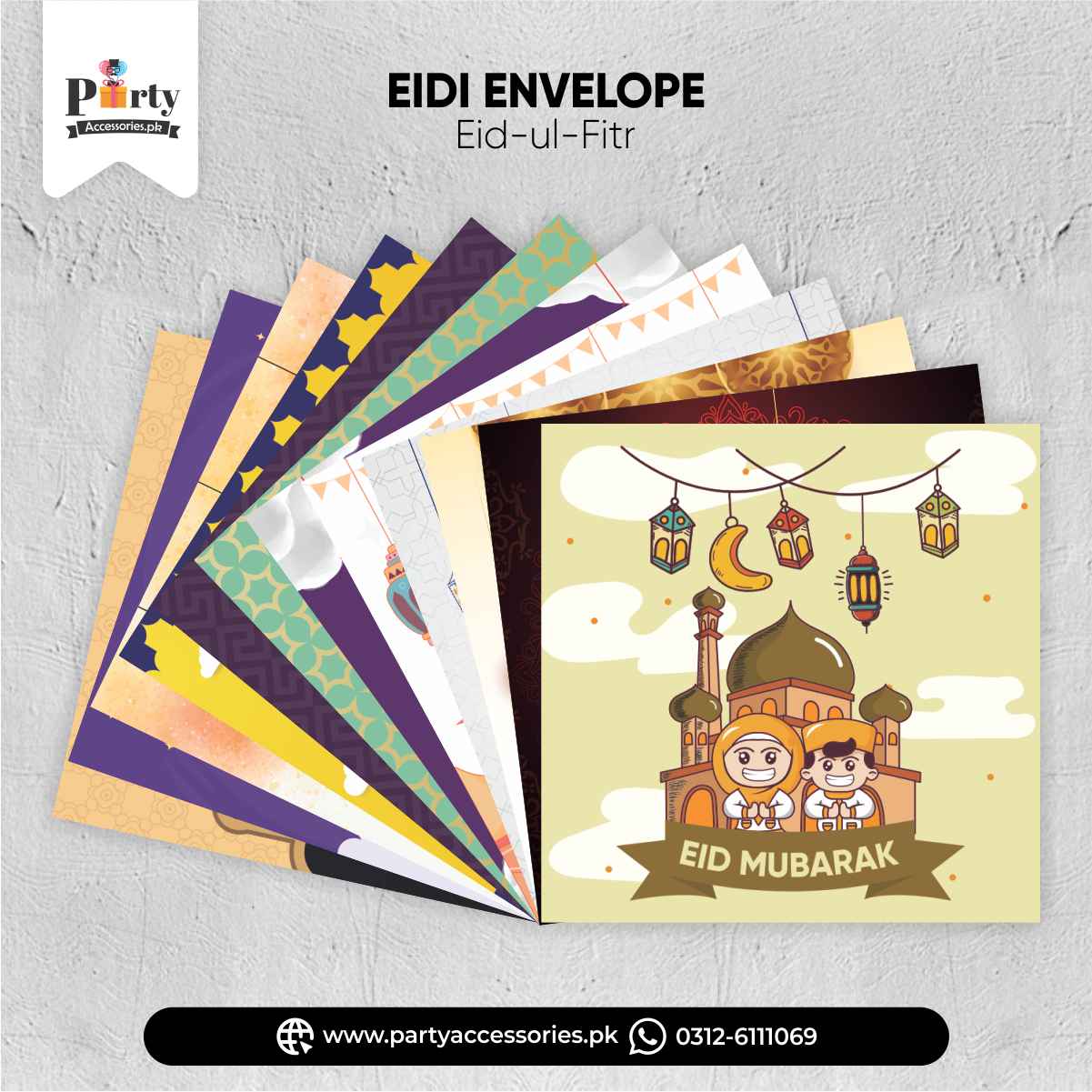 Eidi Envelopes Modern style exclusive designs in square | Pack of 12 ...