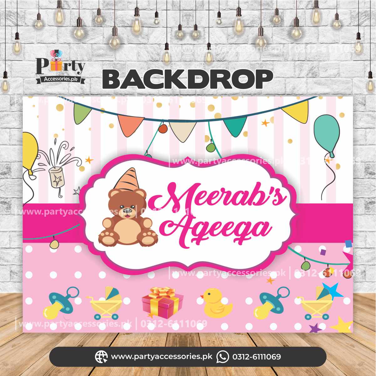 Aqiqah celebration ideas | personalized backdrop for aqeeqah for girl ...