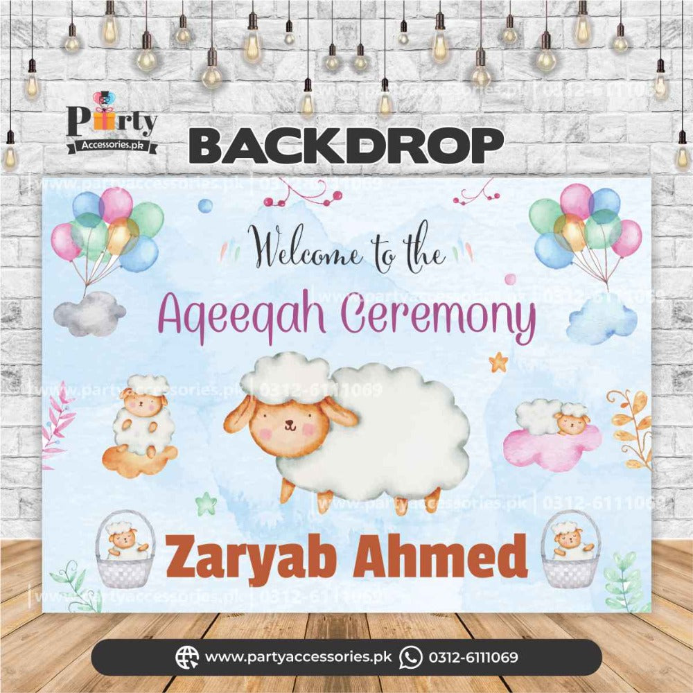 Aqiqah celebration ideas | personalized backdrop for aqeeqah for boy ...