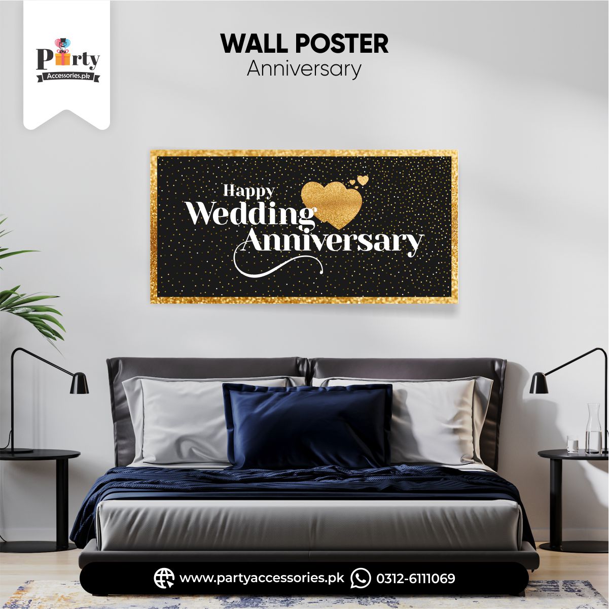 Wedding anniversary theme decorations | Customized back wall poster ...