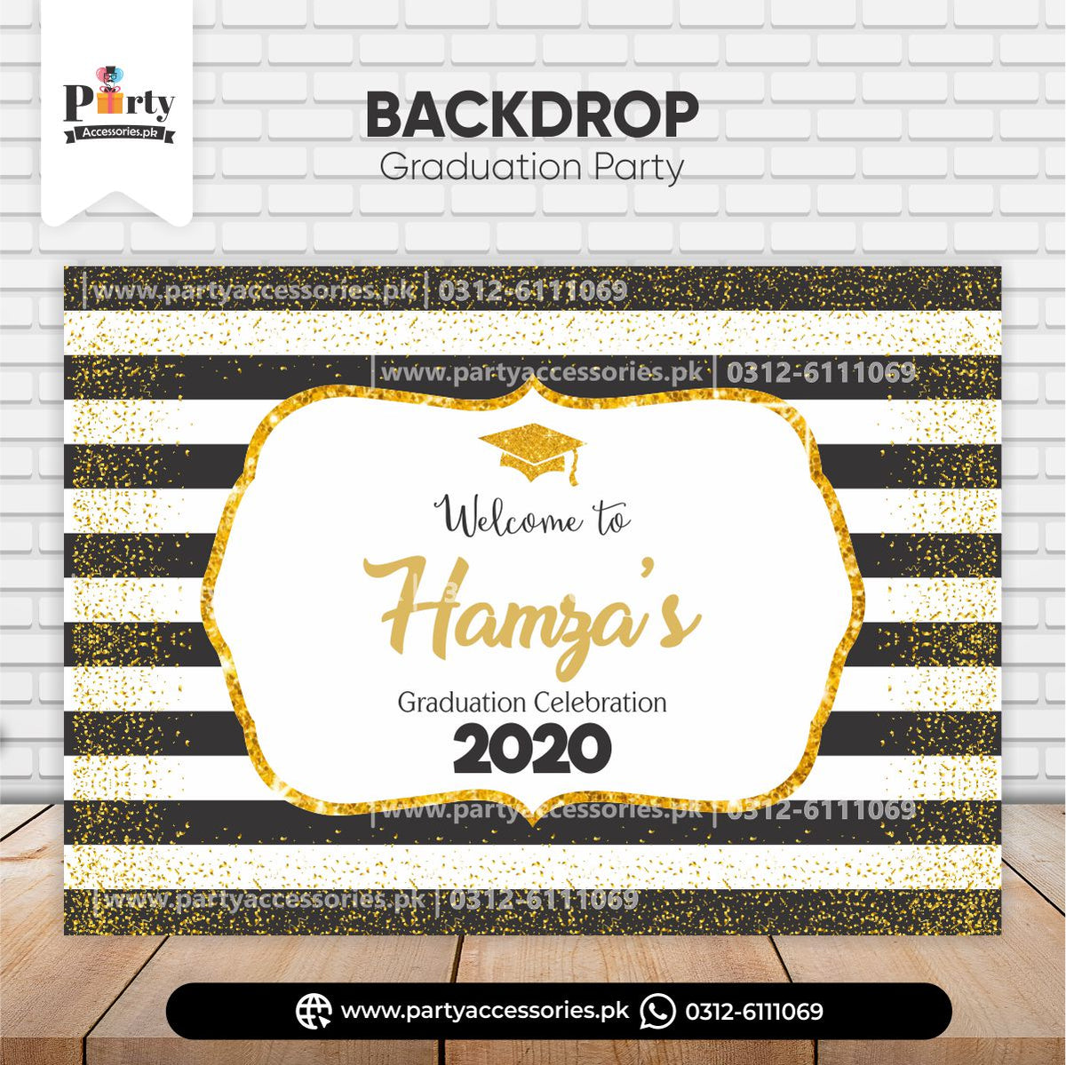 Graduation party backdrop Customized with your name – PartyAccessories.pk
