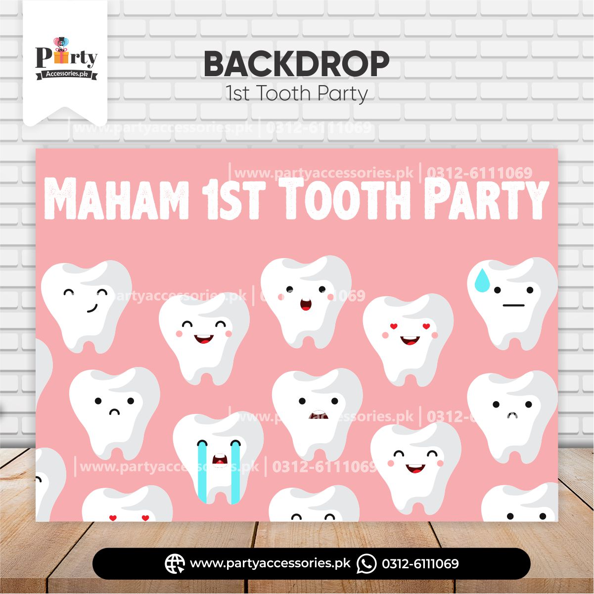 First tooth party backdrop Customized with your baby name and picture ...