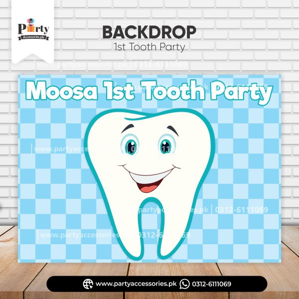 First tooth party backdrop Customized with your baby Boy's name and ...