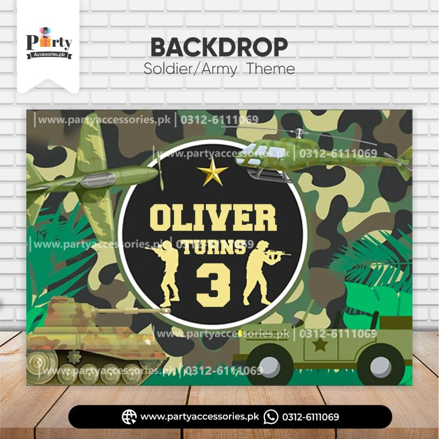 Army Soldiers Theme Birthday Party | Customized wall Backdrop ...
