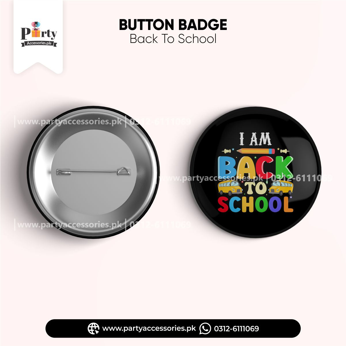 Back to school theme party customized Button Badge – PartyAccessories.pk