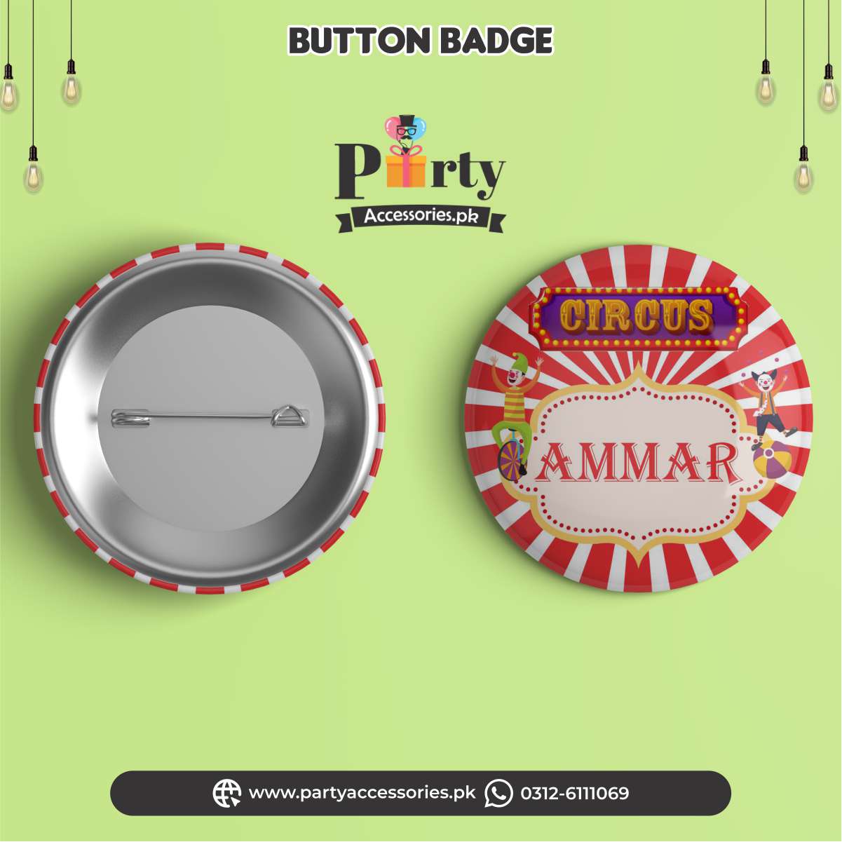 Circus carnival theme customized button badge – PartyAccessories.pk