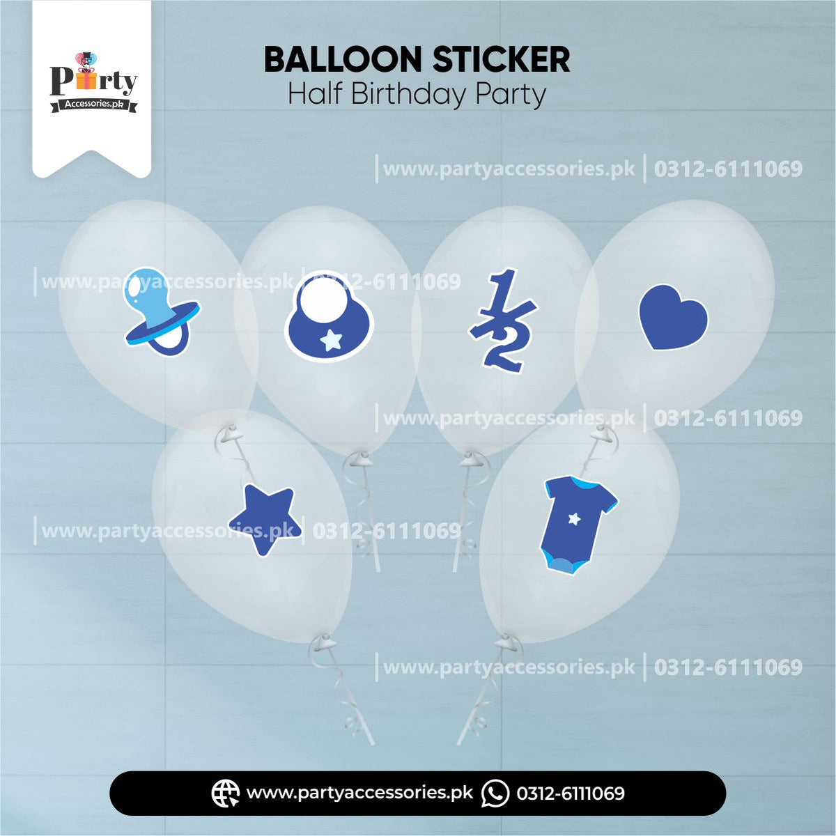 Half birthday decoration ideas transparent balloons with stickers ...