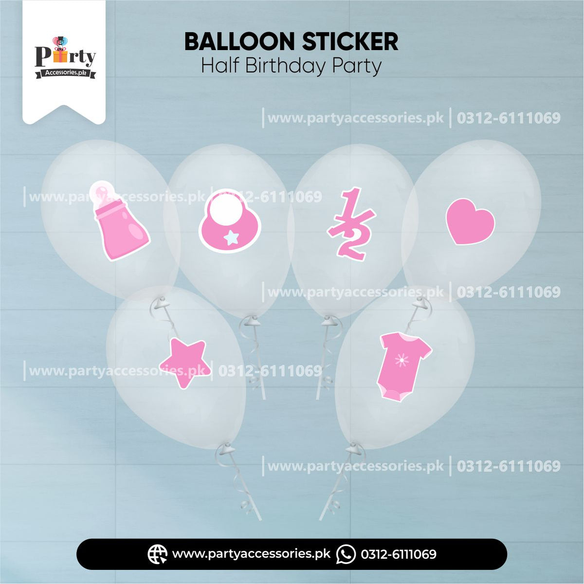 Half birthday decoration ideas transparent balloons with stickers ...