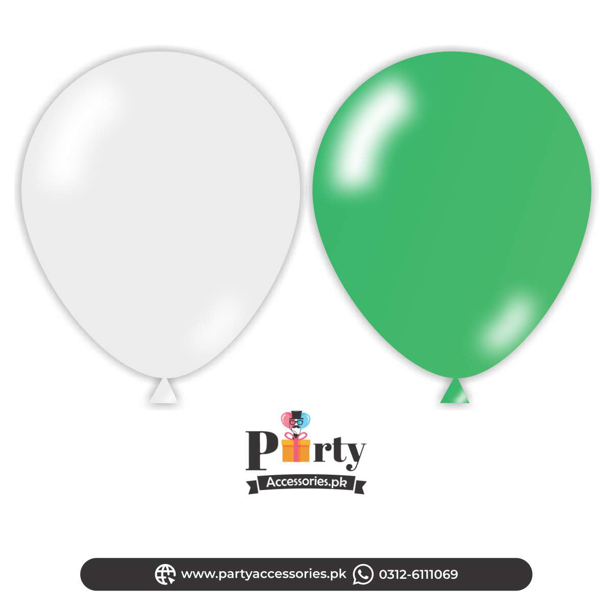 Green white plain latex balloons for 14th august independence day deco ...