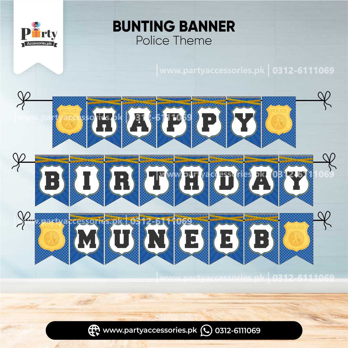Police theme | Customized Birthday bunting Banner – PartyAccessories.pk