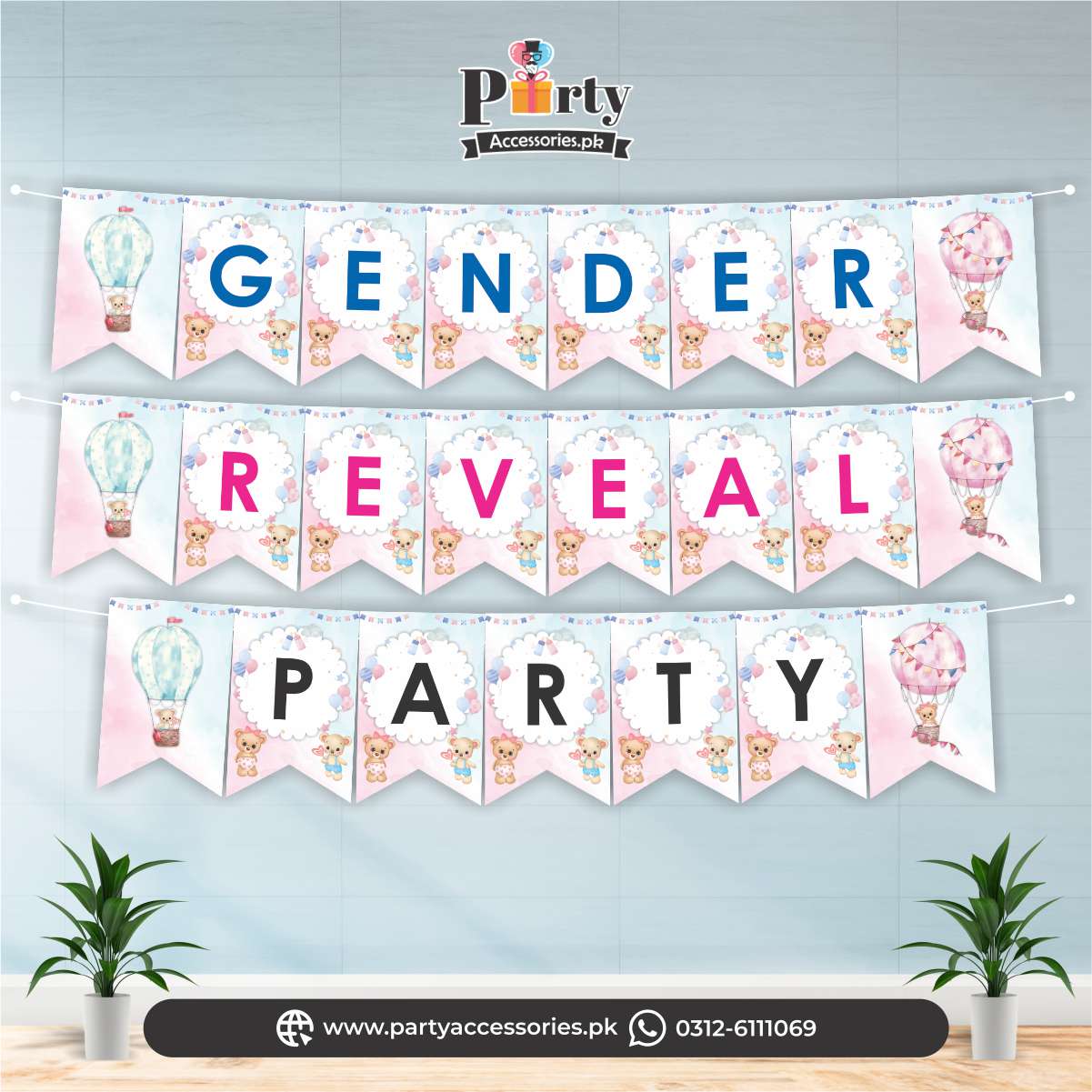 Gender reveal party wall decoration Bunting banner – PartyAccessories.pk