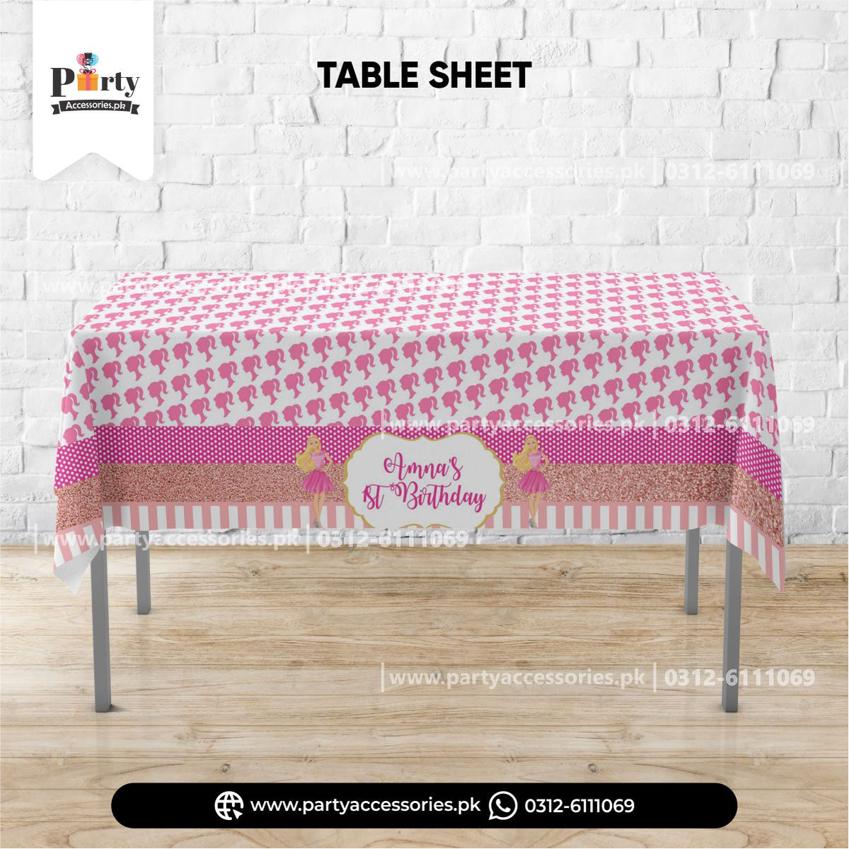 Barbie theme decoration | customized table top sheet – PartyAccessories.pk