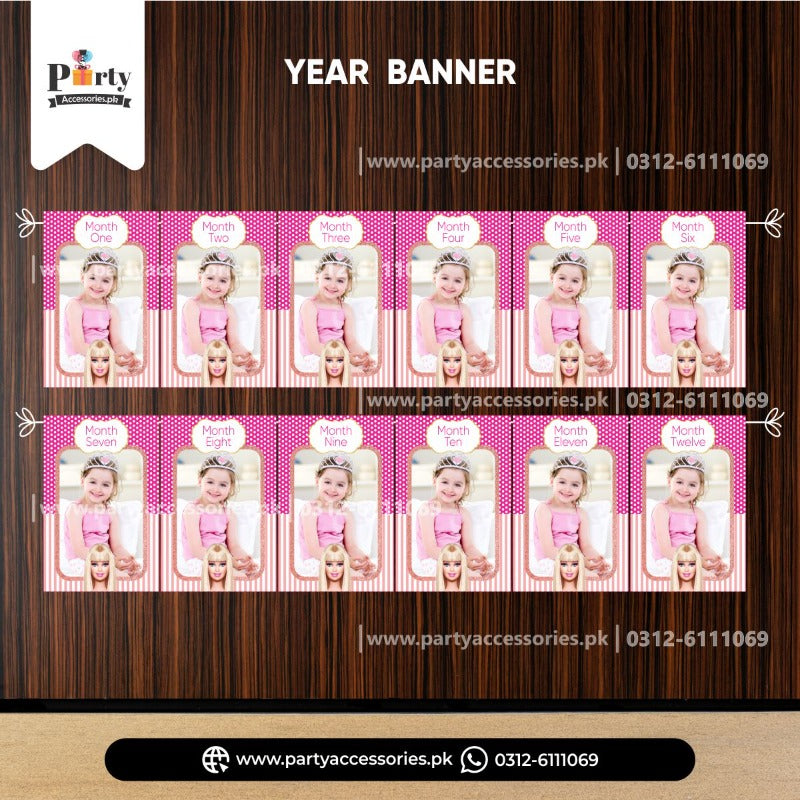 Barbie doll theme Customized Month wise year Picture banner ...