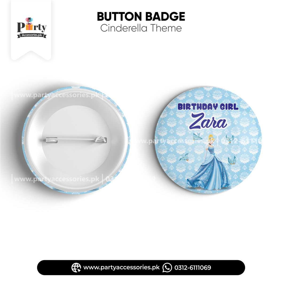 Cinderella Theme Customized Button Badge | Party Decor ...