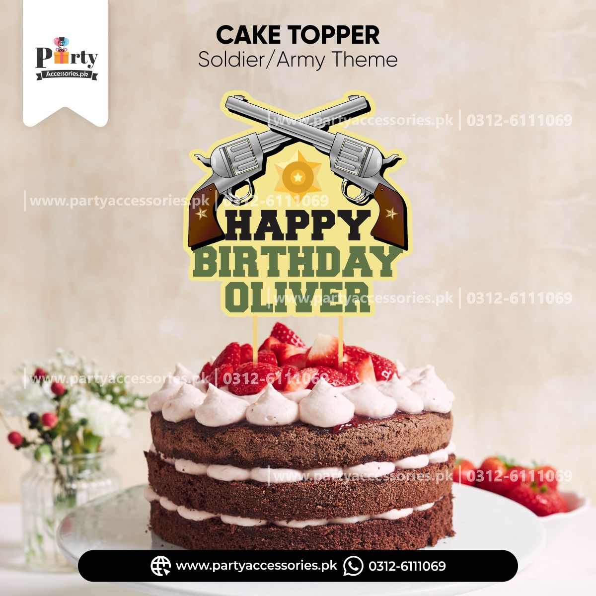 Army Soldiers theme birthday decorations | Card cake topper ...
