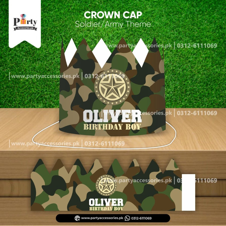 Customized Crown Cap for your little soldier in army theme ...