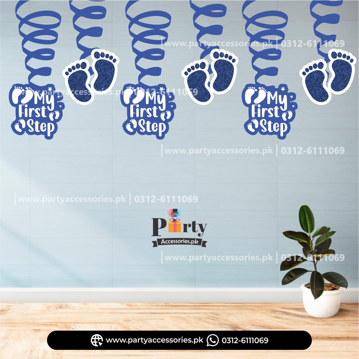 Spiral Hanging swirls in baby's first step theme party decorations ...