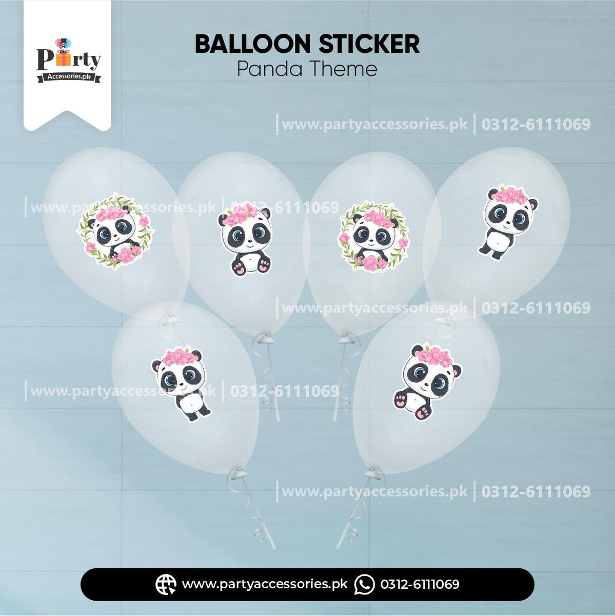 Panda Girl Transparent Balloons with Stickers (Pack of 6 ...