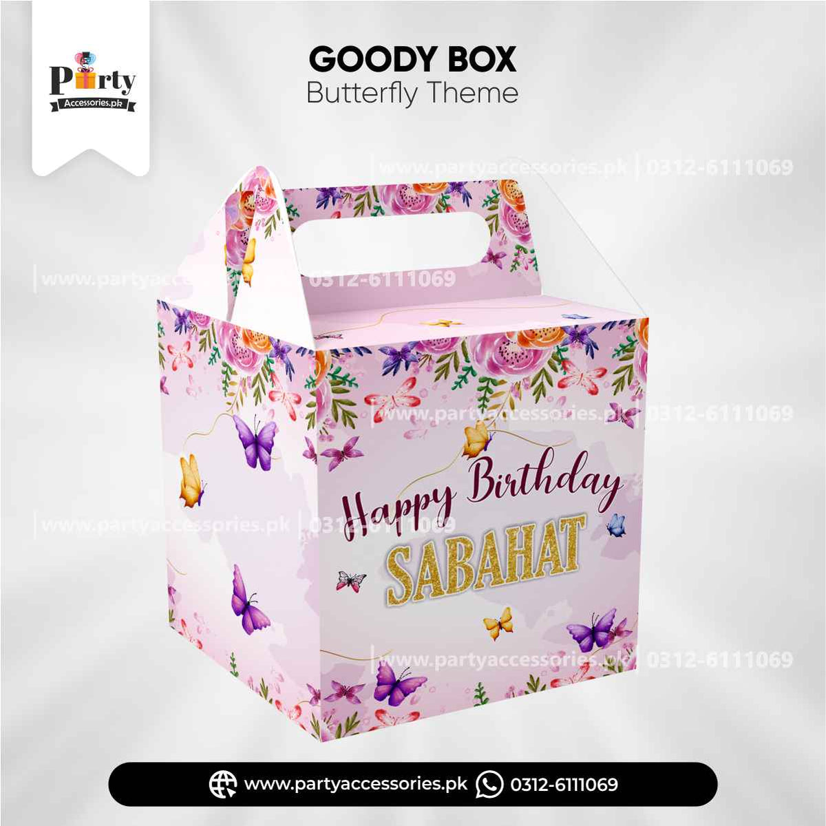 Butterfly Theme Handle Goody Boxes | Custom Party Favor Boxes ...