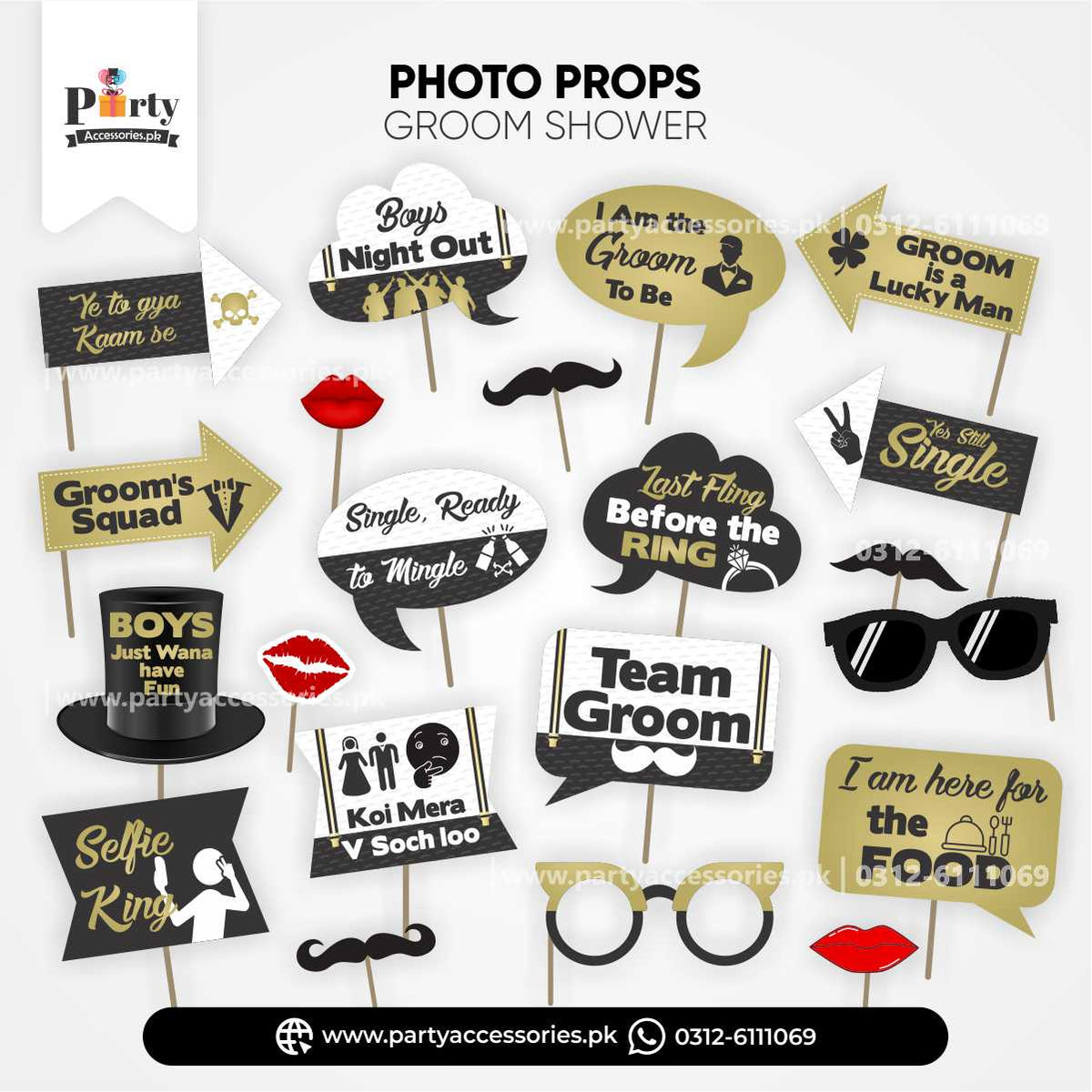 15 Customized Groom Shower Photo Props | Party Celebration Kit ...