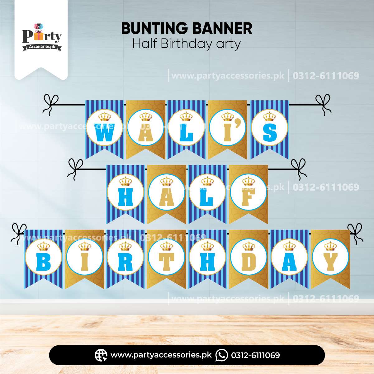 Half birthday theme | Customized Bunting banner for Party Decoration ...