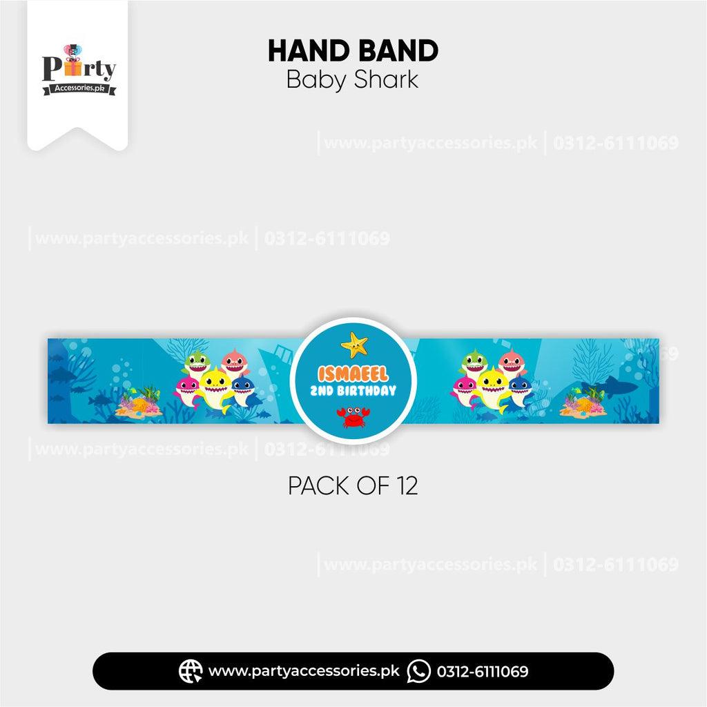 Baby Shark Themed Customized Hand/Wrist Bands (Pack of 12 ...