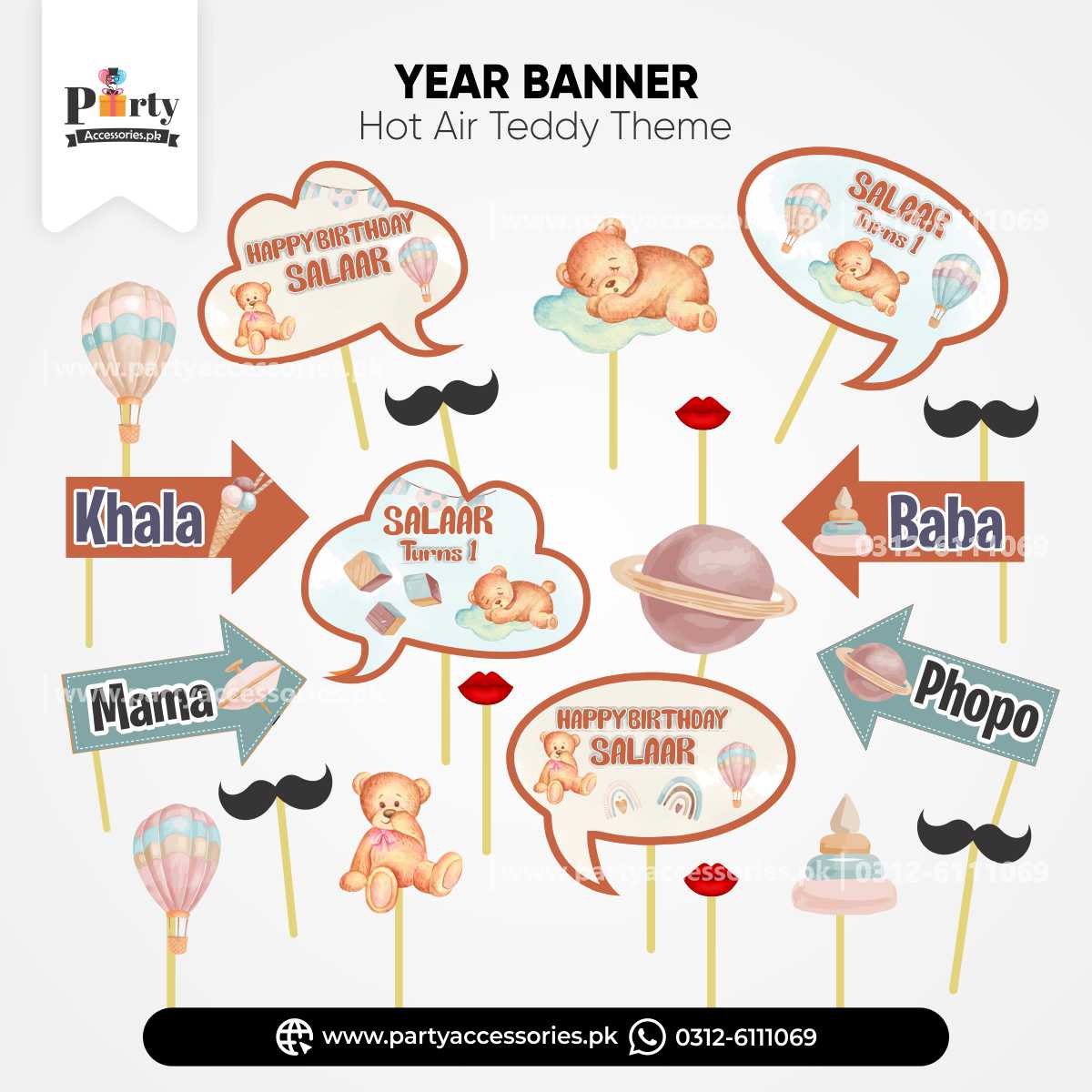 15-Piece Hot Air Balloon Party Props Set | Birthday Decor ...