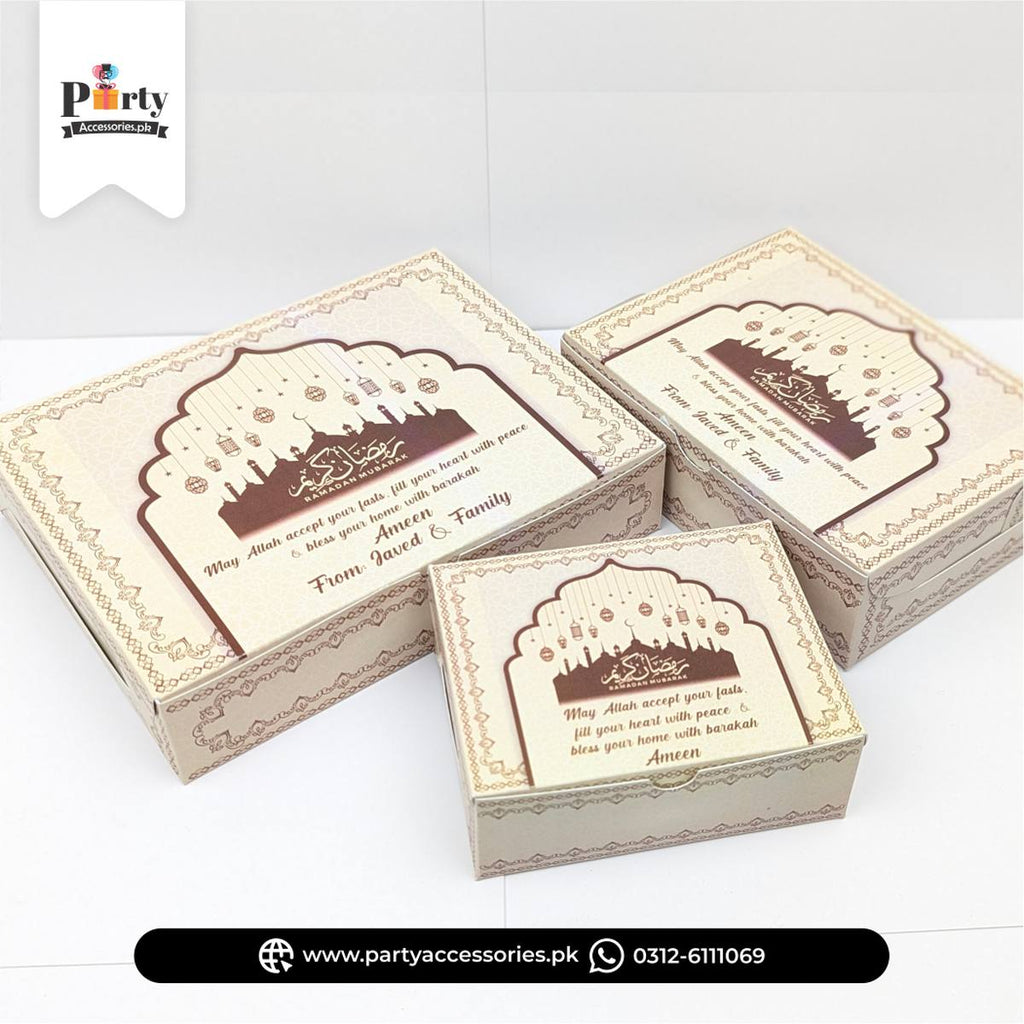 Ramadan Mubarak Khajoor Boxes – Pack of 6 – PartyAccessories.pk
