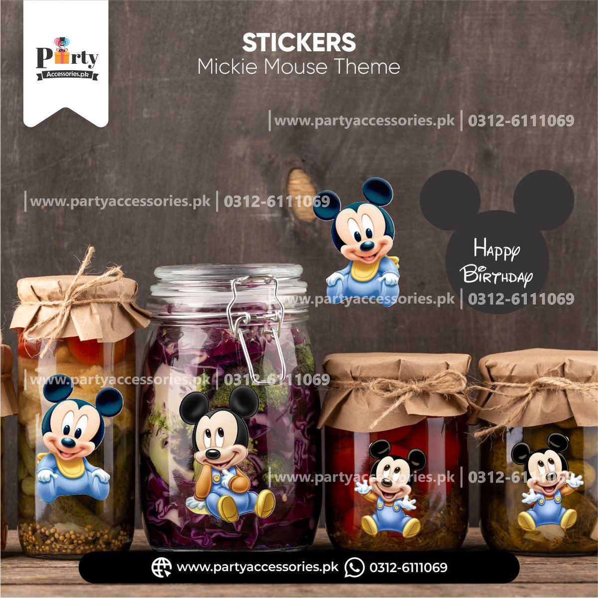 Mickey Mouse Party Stickers Cutout : 12-Pack Cutout Decorations ...