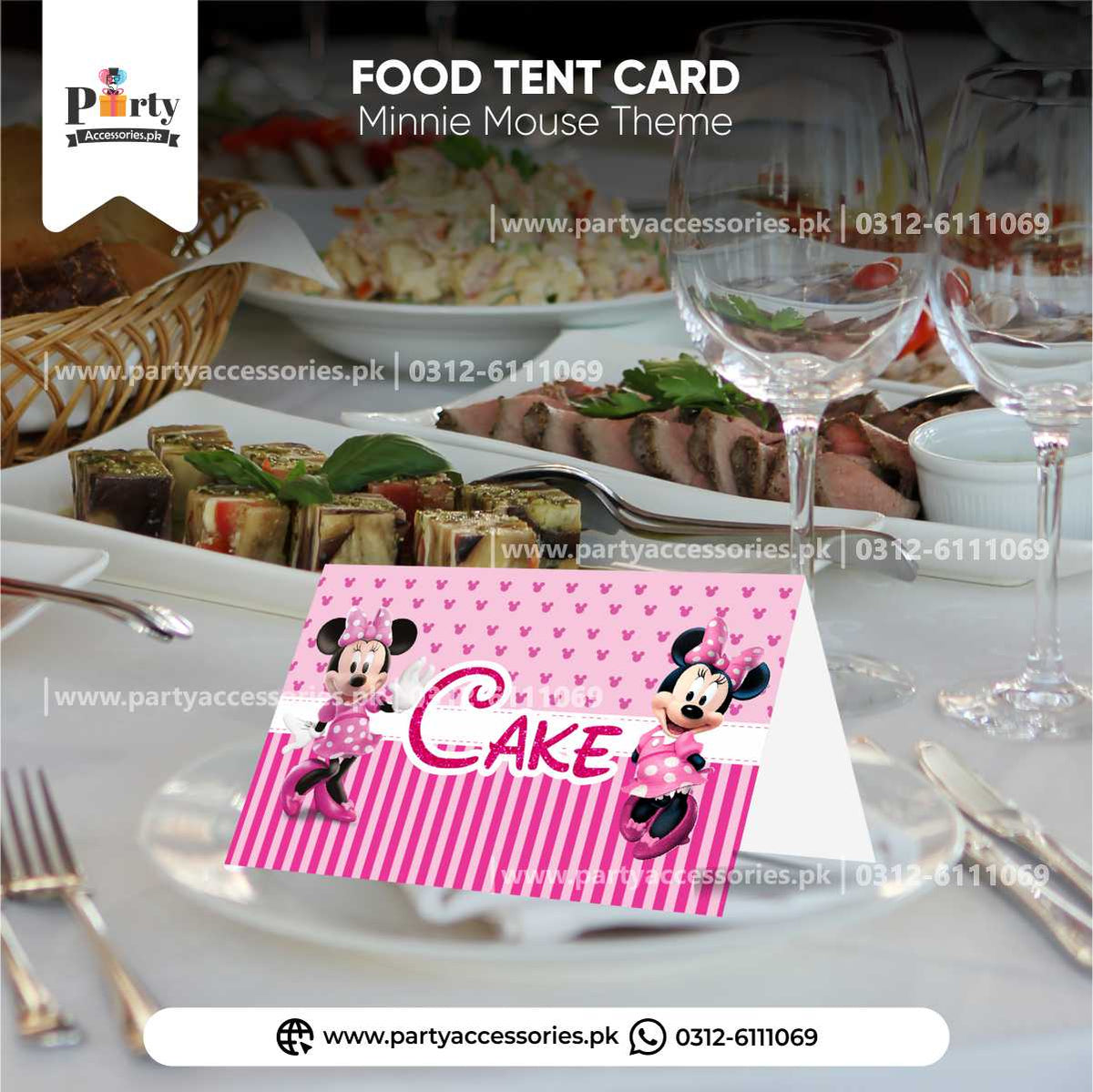 Minnie Mouse Table Tent Cards - 6 pcs for Birthday Party Table Decor ...