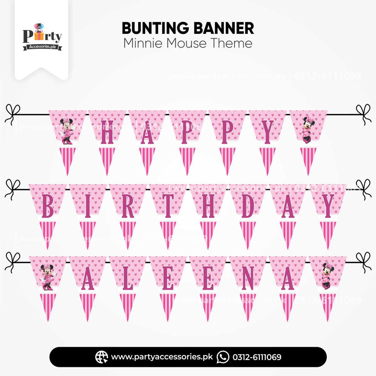 Minnie Mouse Birthday Banner - Customized V-Shaped Bunting (10ft ...